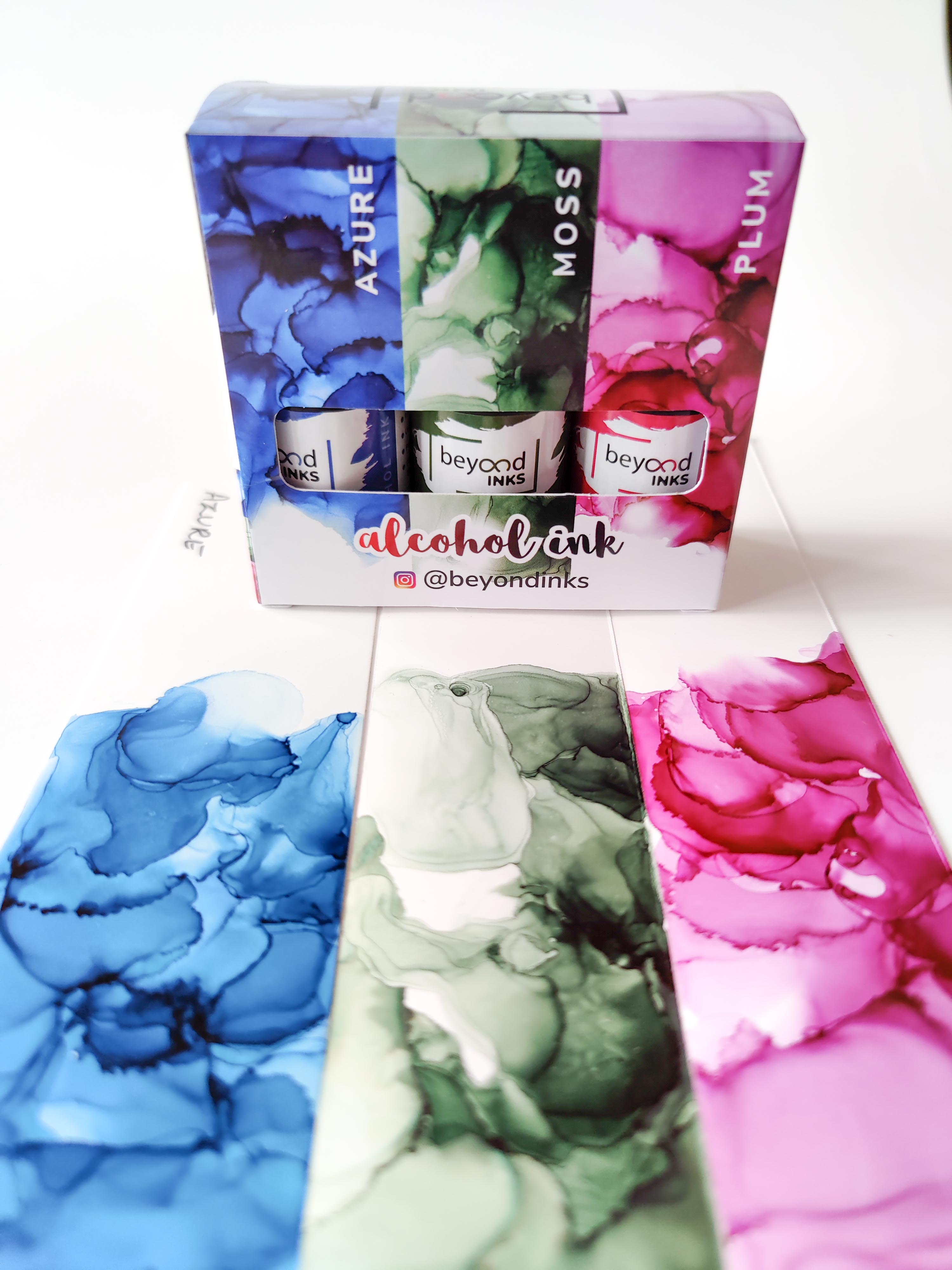 Alcohol Ink Pack #8 (Keto Version) - Moss, Azure & Plum